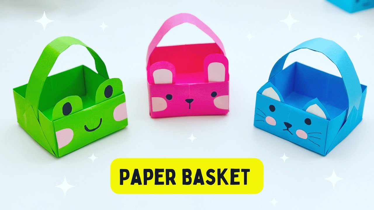 DIY MINI PAPER BASKET / Origami Basket DIY / Paper Craft / Easy craft ...
