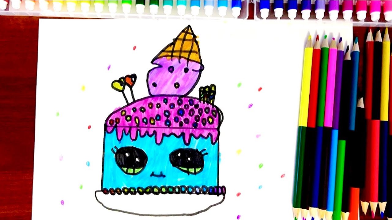 How to draw a cute cake step by step | Drawing for kids - YouTube