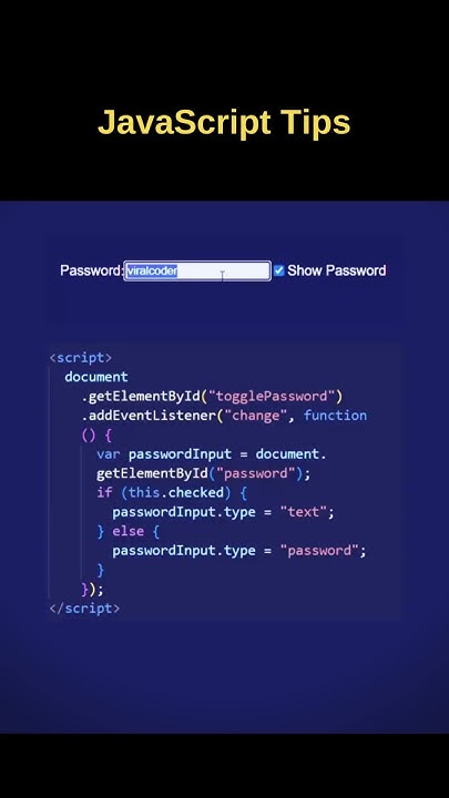 Javascript Password I How to show password in javascript #html #webdesign #coding #js # ...