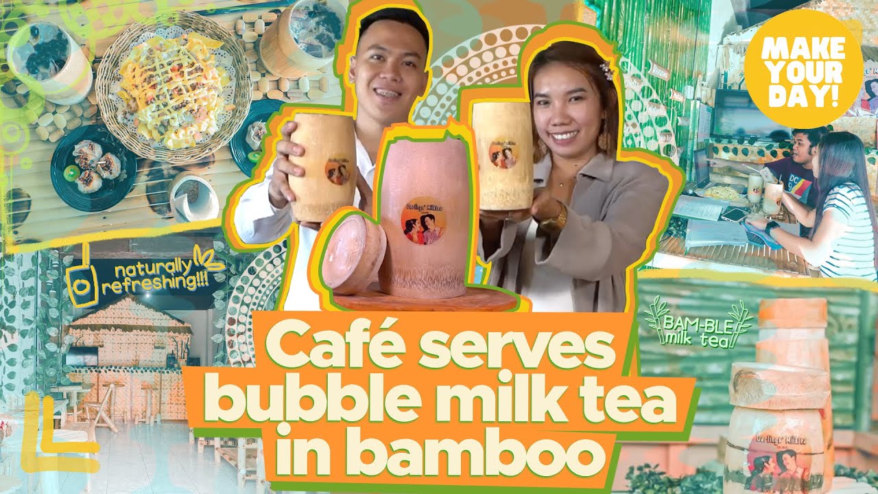 Cafe serves bubble milk tea in bamboo | Make Your Day - YouTube