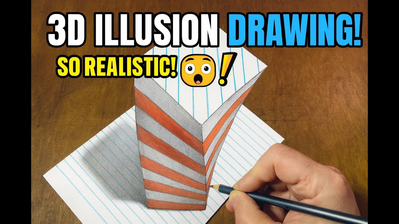 How to Draw a 3D Optical Illusion | Easy Step-by-Step Realistic Drawing ...