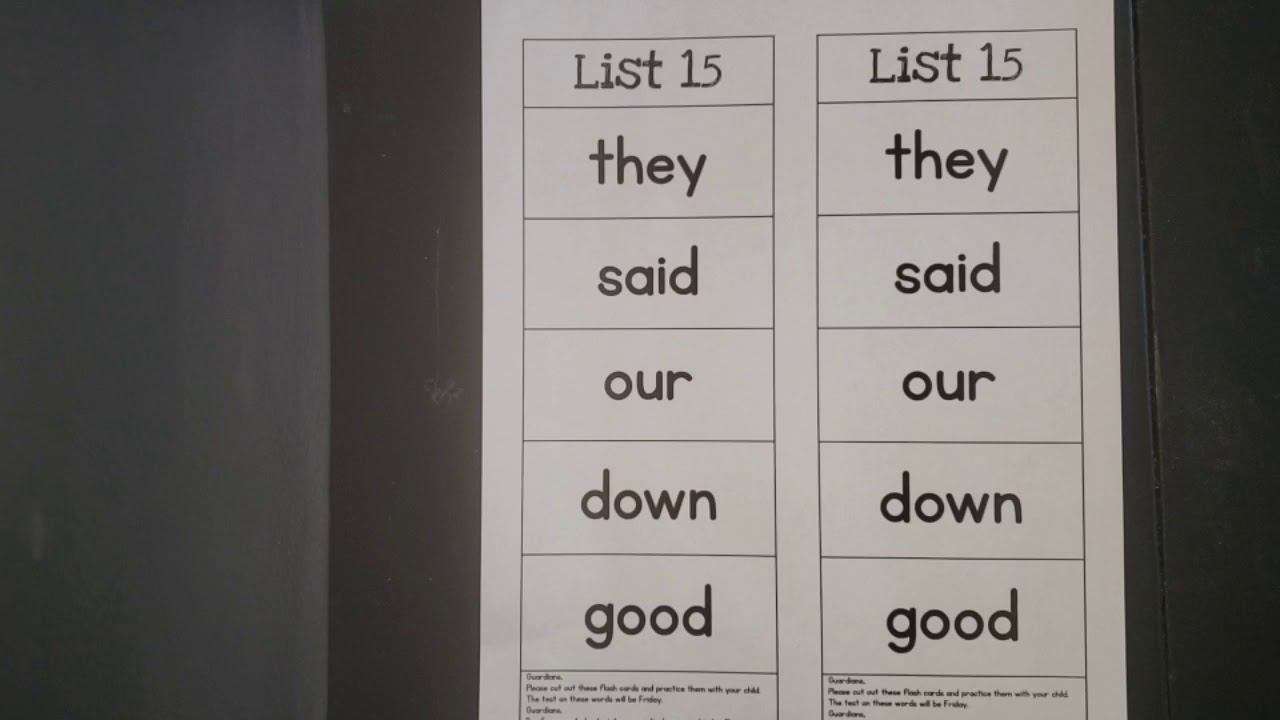 List 15 sight words - YouTube