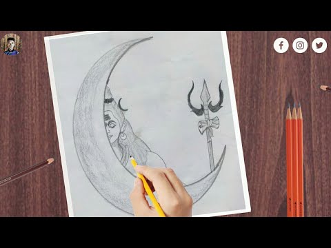 easy pencil drawing | Shiva moon circle drawing | art boy rahul - YouTube