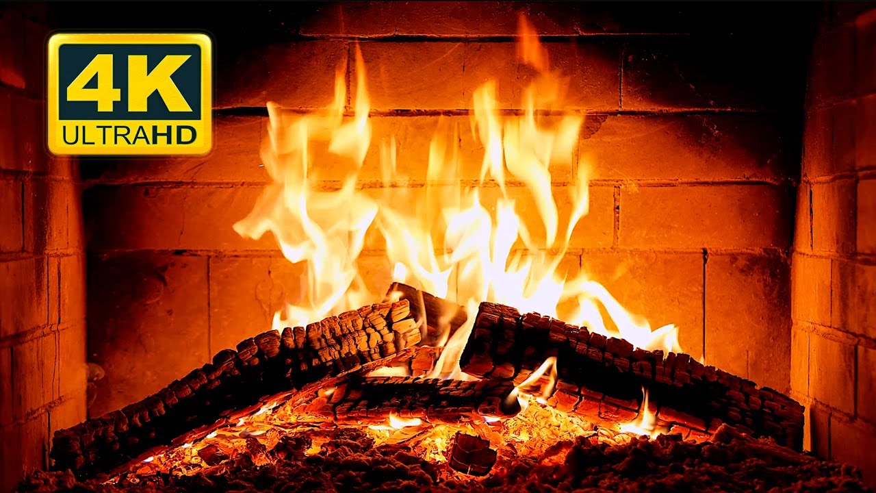 🔥 FIREPLACE 4K Ultra HD! Cozy Fireplace with Crackling Fire Sounds ...