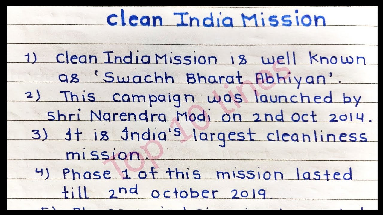 ten lines on clean India mission essay in english #swachh_bharat ...