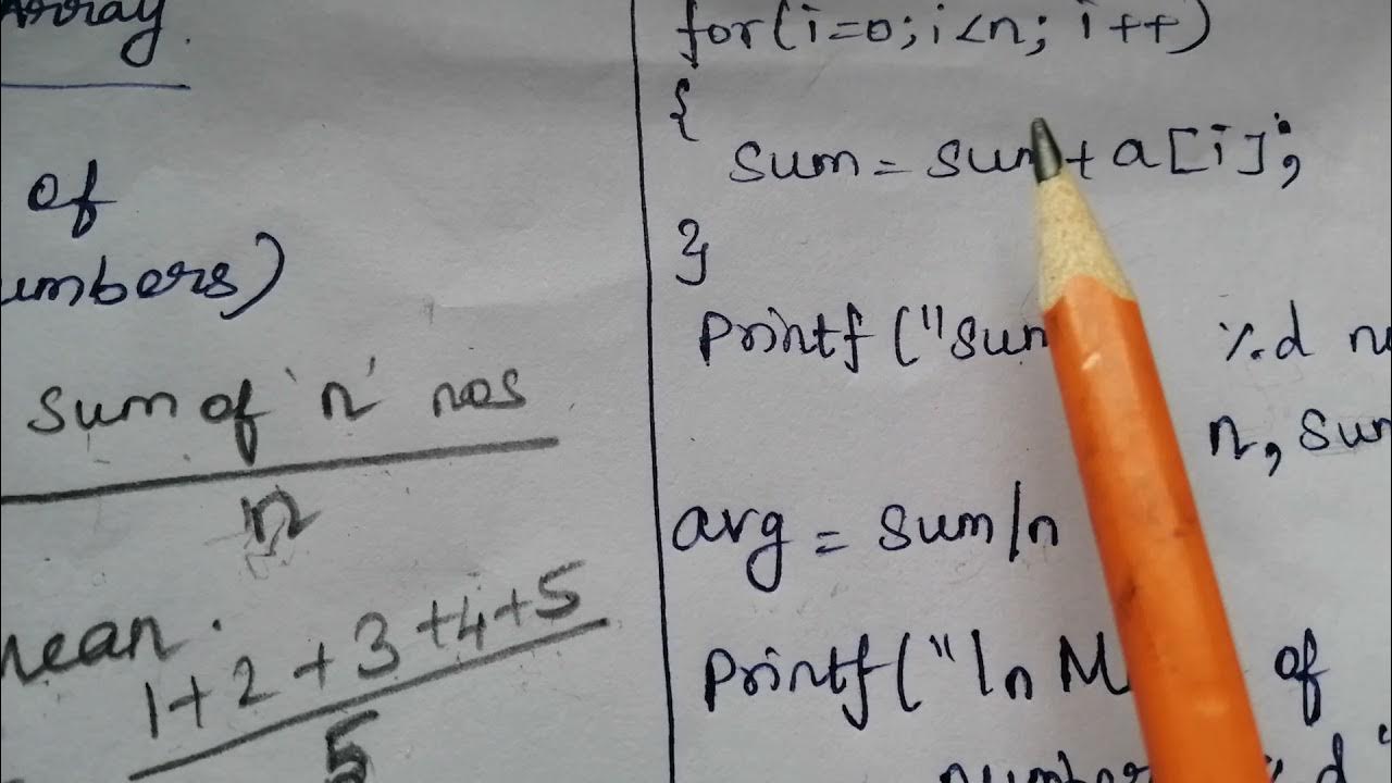 One Dimensional Array C Program To Calculate Mean Value Youtube