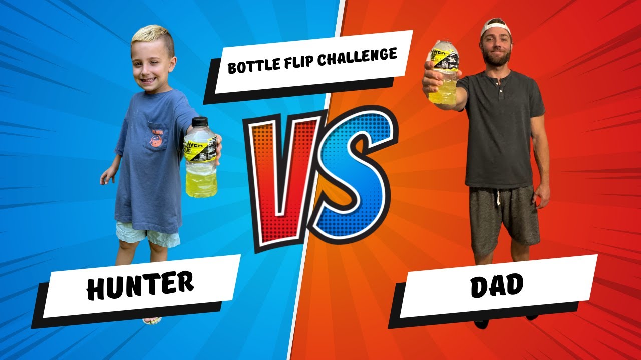 Dad and Son Bottle Flip Challenge - YouTube