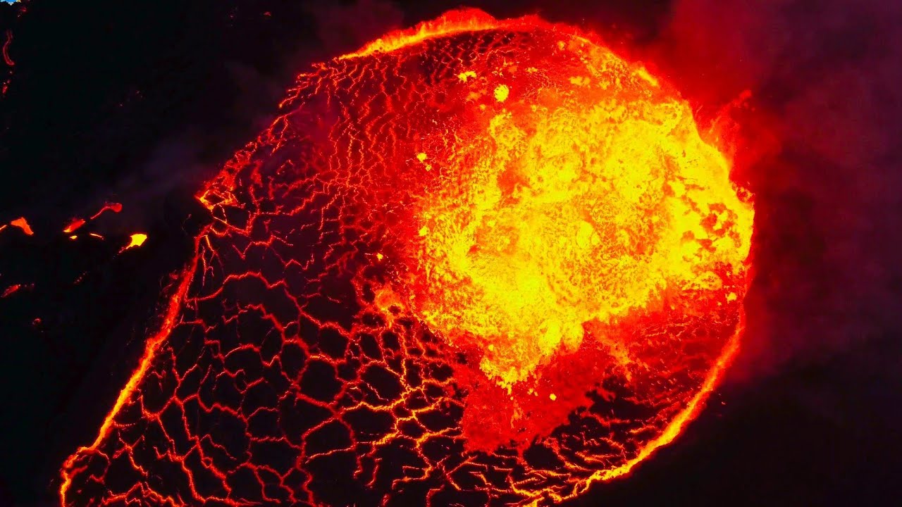 LAVA TORRENTS ILLUMINATE THE NIGHT SKY! ICELAND VOLCANO UNREAL AERIAL ...