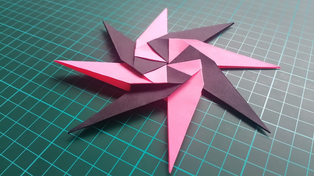 eight pointed star origami - YouTube