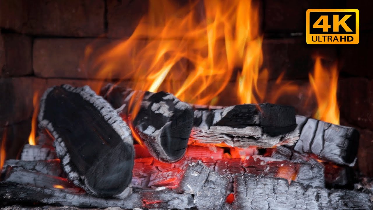 🔥Night FIREPLACE (10 HOURS). Relaxing FIREPLACE with crackling logs of ...