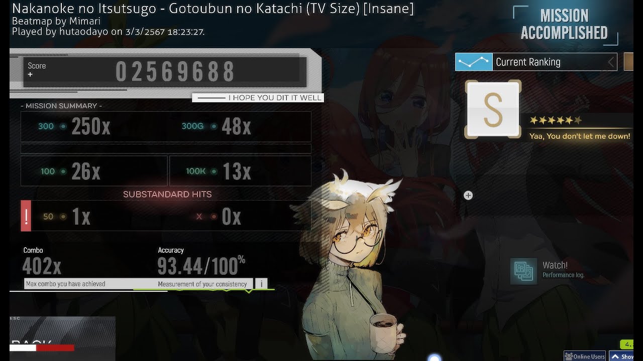 Nakanoke no itsugo -Gotoubun no Katachi (TV Size) 4* l osu - YouTube