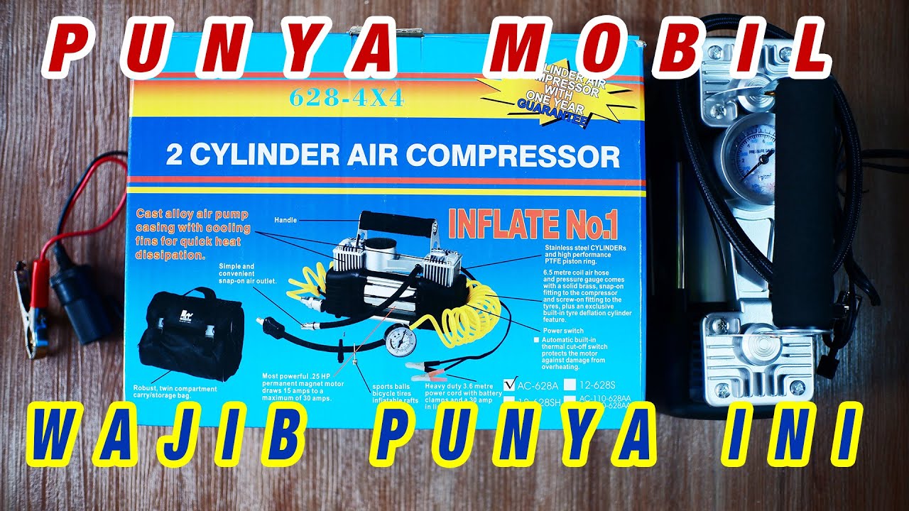 REVIEW POMPA MOBIL ELEKTRIK OTOHEROES 2 CYLINDER AIR COMPRESSOR - YouTube