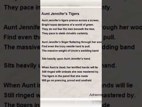 "Aunt Jennifer's Tiger "written by Adrienne Rich - YouTube