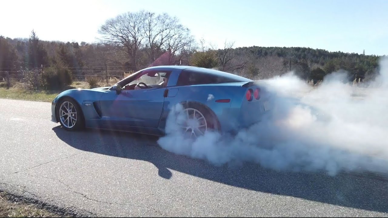 Procharged C6 Z06 burnout - YouTube