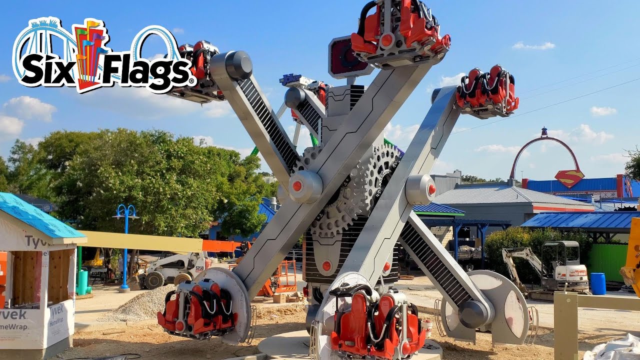 NEW Cyborg Ride is Setup at Six Flags Fiesta Texas in DC Expansion ...