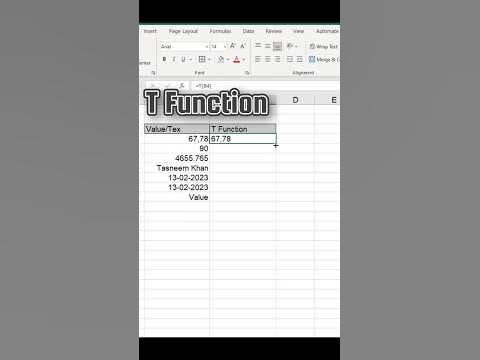T Function Excel | T Function Shorts video #tfunctions #tformulaexcel - YouTube