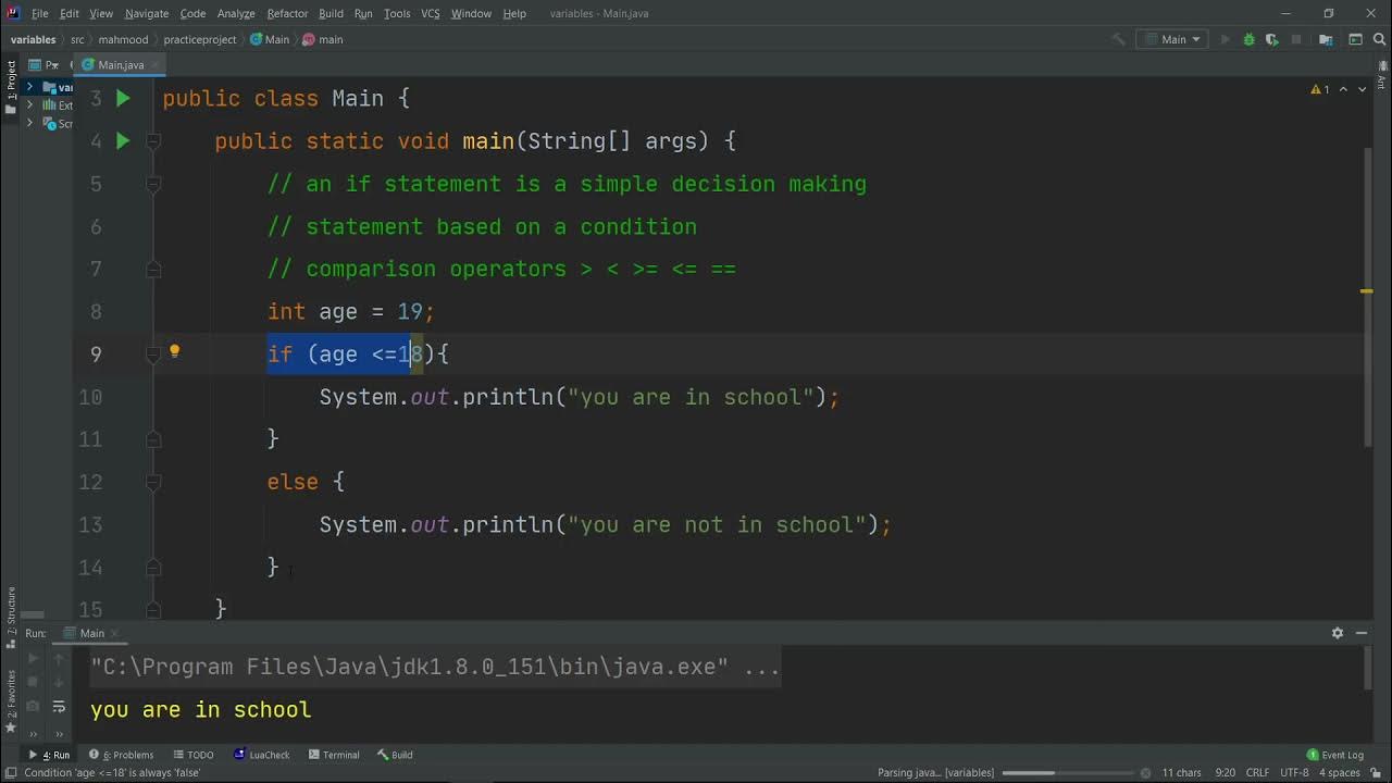 If Statement | Java Basics part 3 sohar university - YouTube