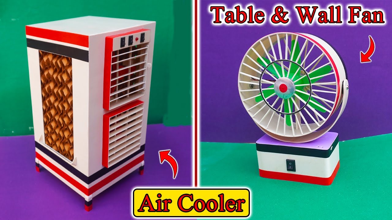 Double Fan Air Cooler Making At Home | Mini Rechargeable Table Fan ...