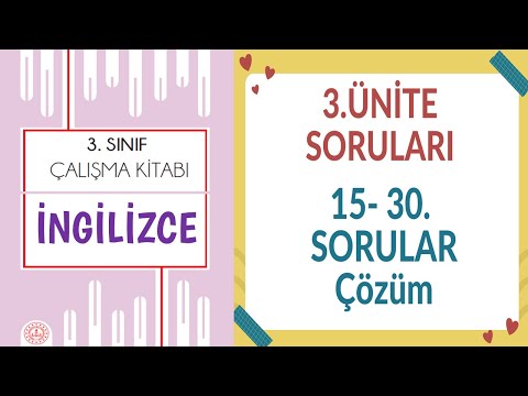 3. Sınıf İngilizce Çalışma Kitabı 3. Ünite  15 - 30. Sorular | MEB