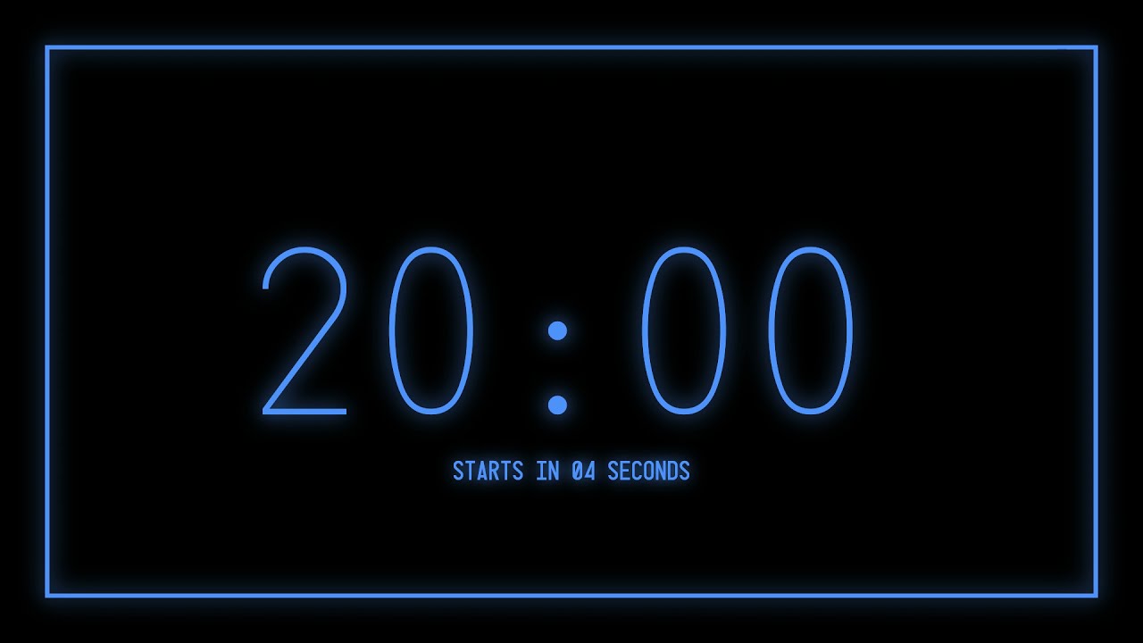 20 minute timer | Blue neon dark mode timer countdown - YouTube