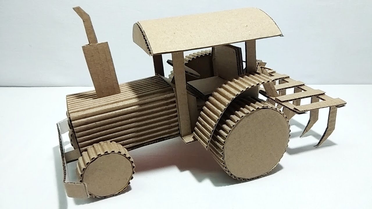 How to make a Tractor in cardboard - YouTube