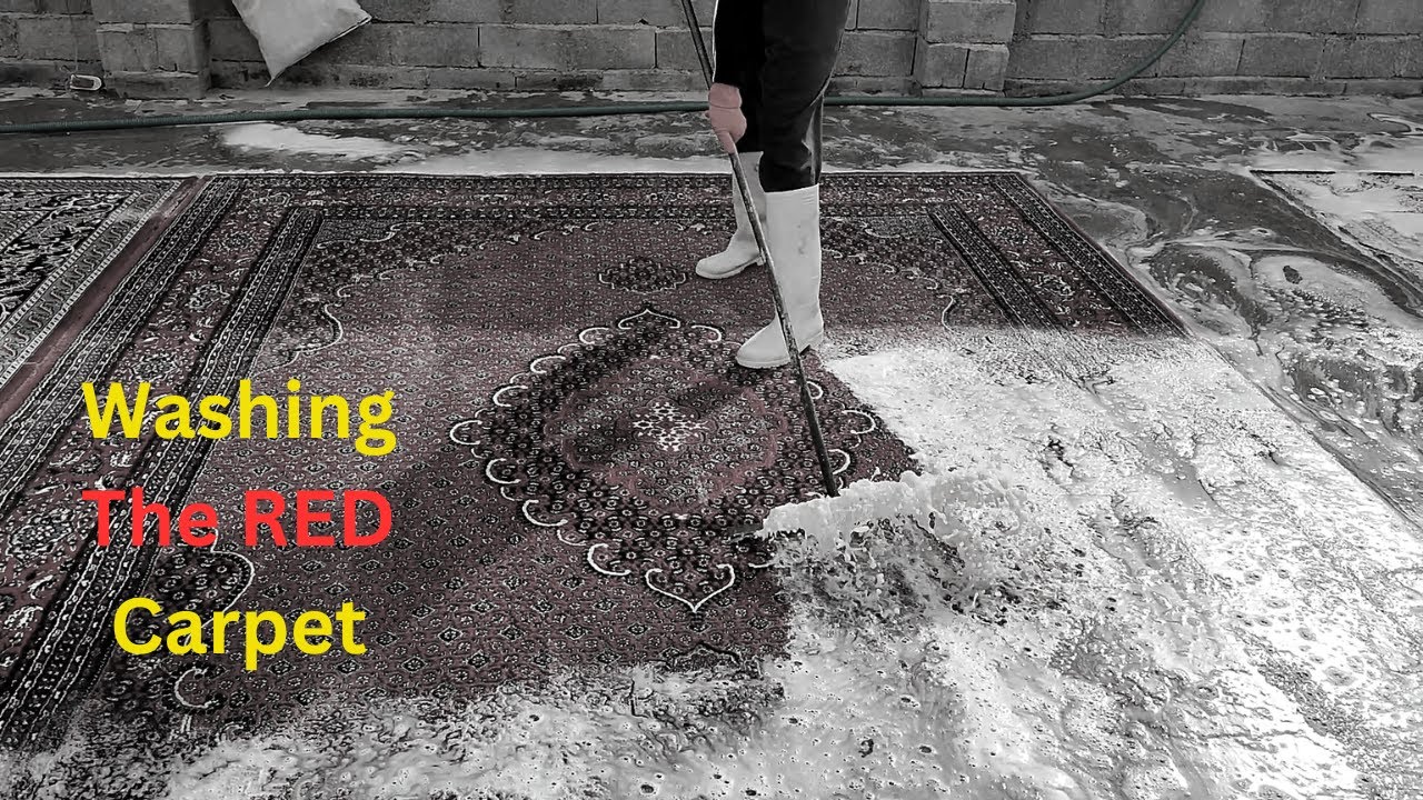 Red Carpet & Carpet Cleaner Torshiz || Washing One Of The Red Rug - YouTube