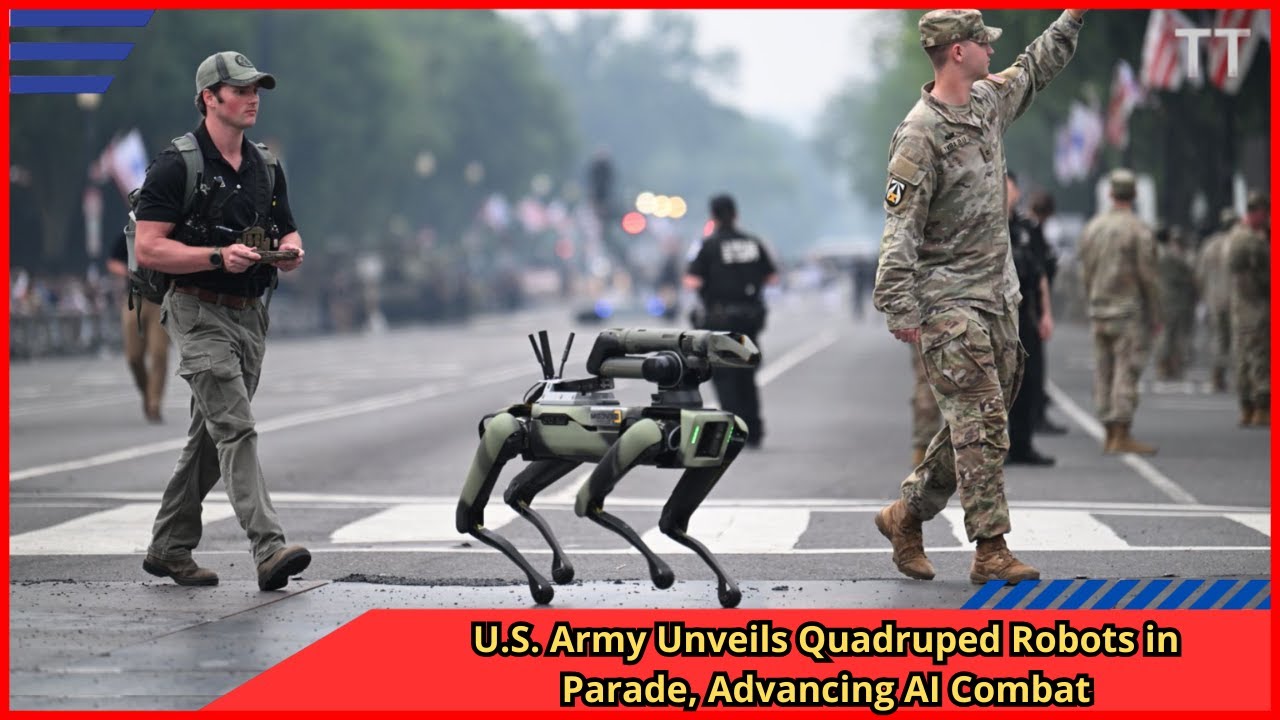 U S Army Unveils Quadruped Robots in Parade, Advancing AI Combat - YouTube