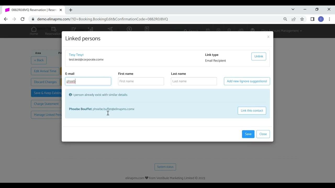 Adding Additional Email Addresses to a Reservation - elina pms - YouTube