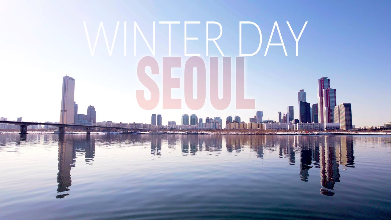 Aerial View of Seoul - A day of snowfall in Seoul, 서울에 눈이 온 날, 4K Drone ...
