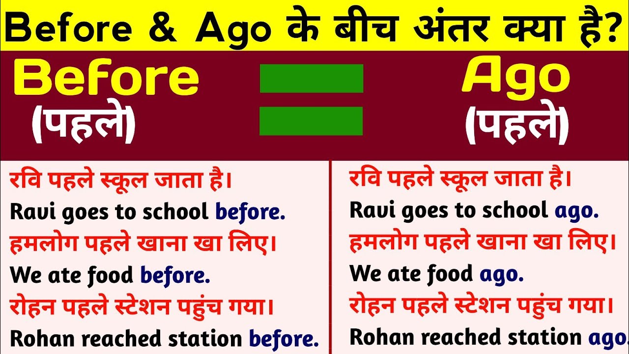 Difference between Before and Ago in English | How to use Before & Ago | English Speaking Course ...