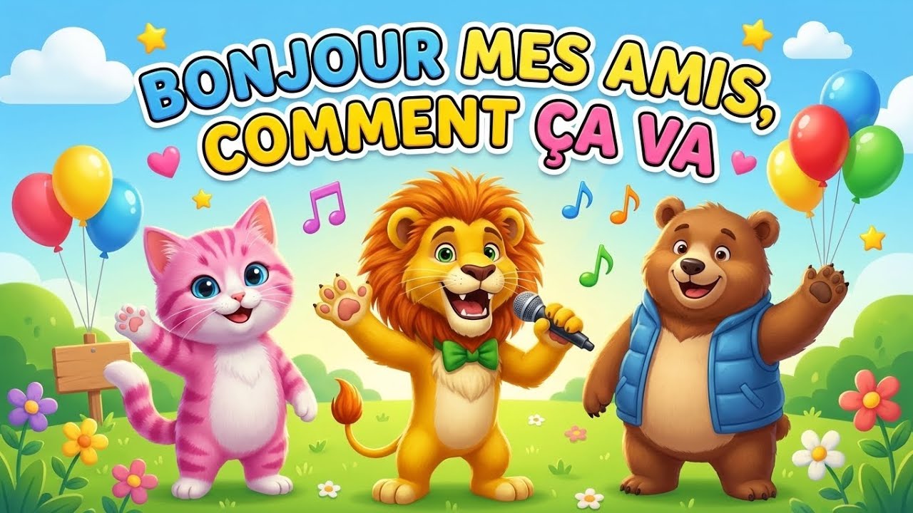 Bonjour mes amis, comment ça va ? 🎵 Chanson pour Enfants avec Paroles ...