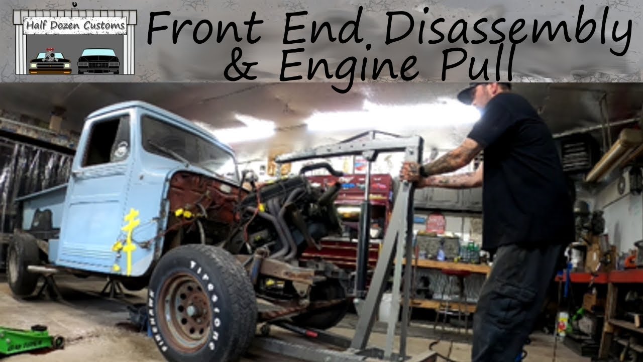 1949 Jeep Willys Pick Up Front End Disassembly and Engine Pull - YouTube