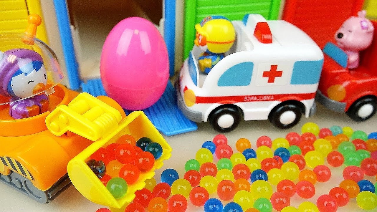 Orbeez surprise eggs and Poli mini car toys play - YouTube