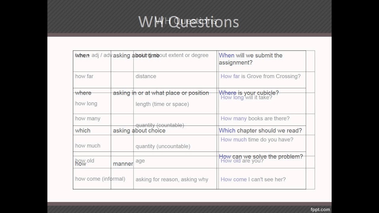 Week 4 Yes No and Wh Questions - YouTube