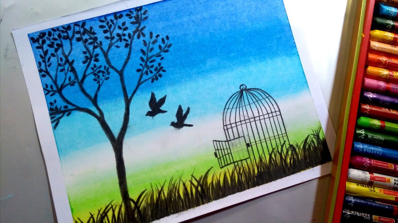 Oil pastel drawing (fast motion) - YouTube