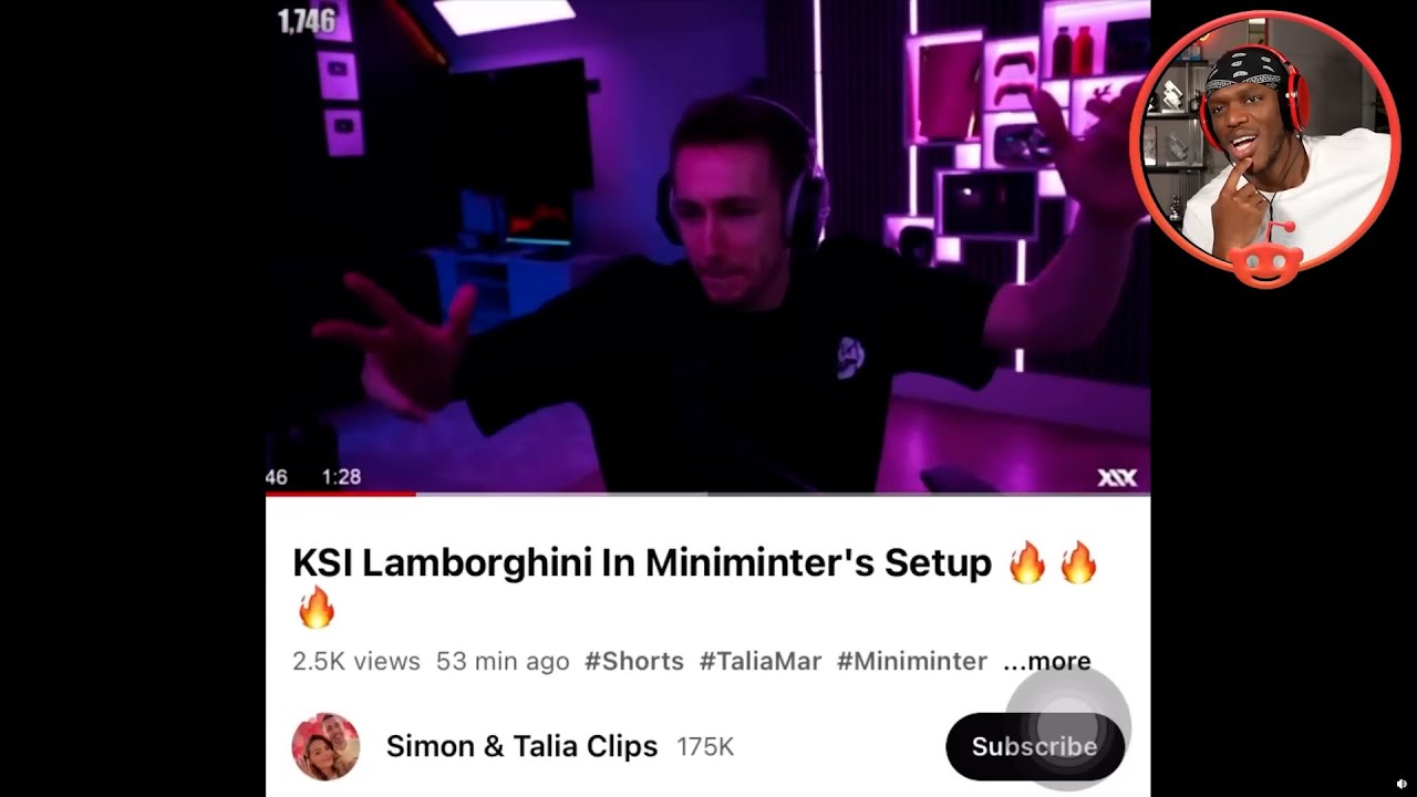 KSI Reacts To KSI Lamborghini In Miniminter's Setup 🔥 - YouTube