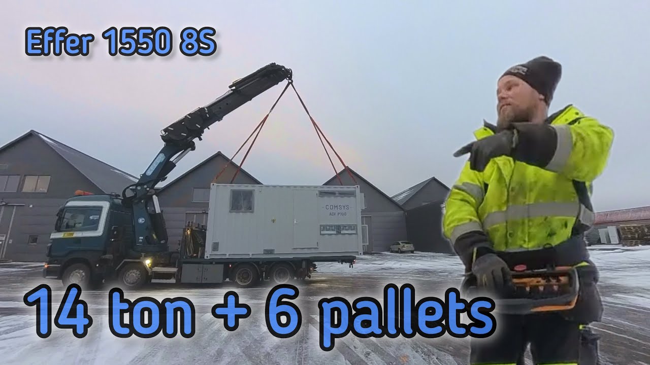 Heavy container move, Effer 1550 just laughs! - YouTube