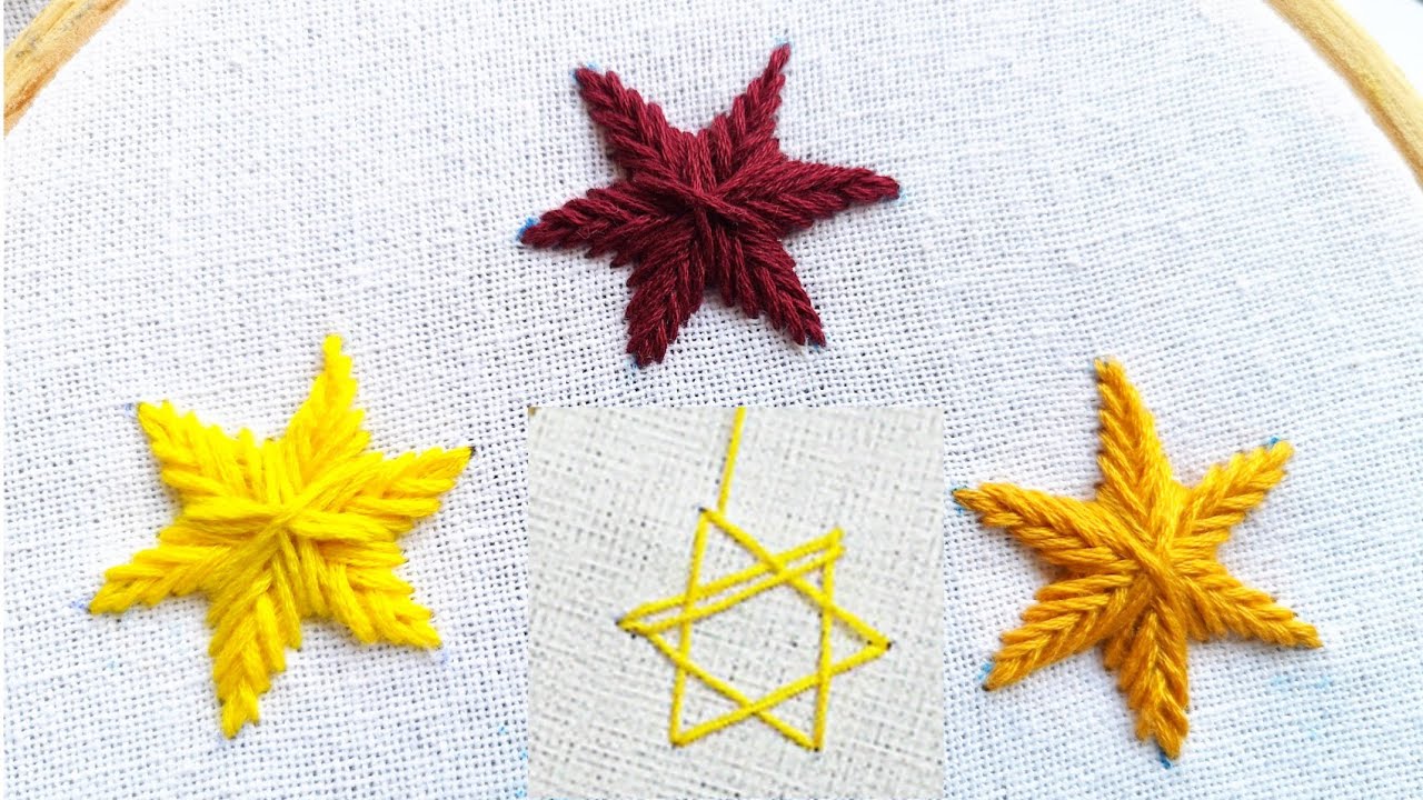 Hand Embroidery - Star stitch - Easy and Beautiful Embroidery - Satin ...