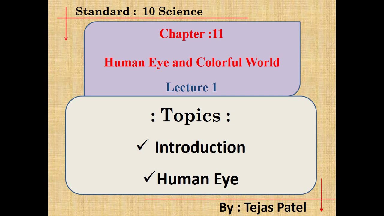 Introduction to Human Eye and It's Parts | Lecture 1 | Science | Std 10 ...
