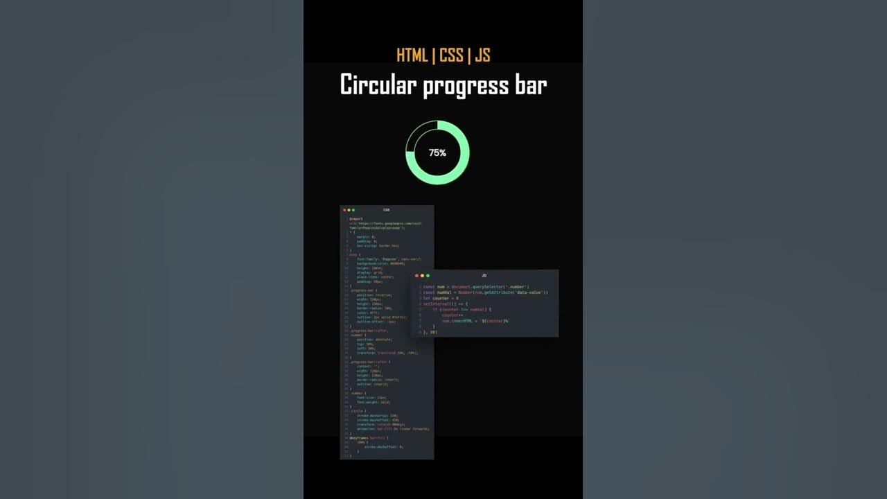 Circular Progress Bar Htmlcss Js Frontend Webdesign Code Htmlcss Coding Youtube