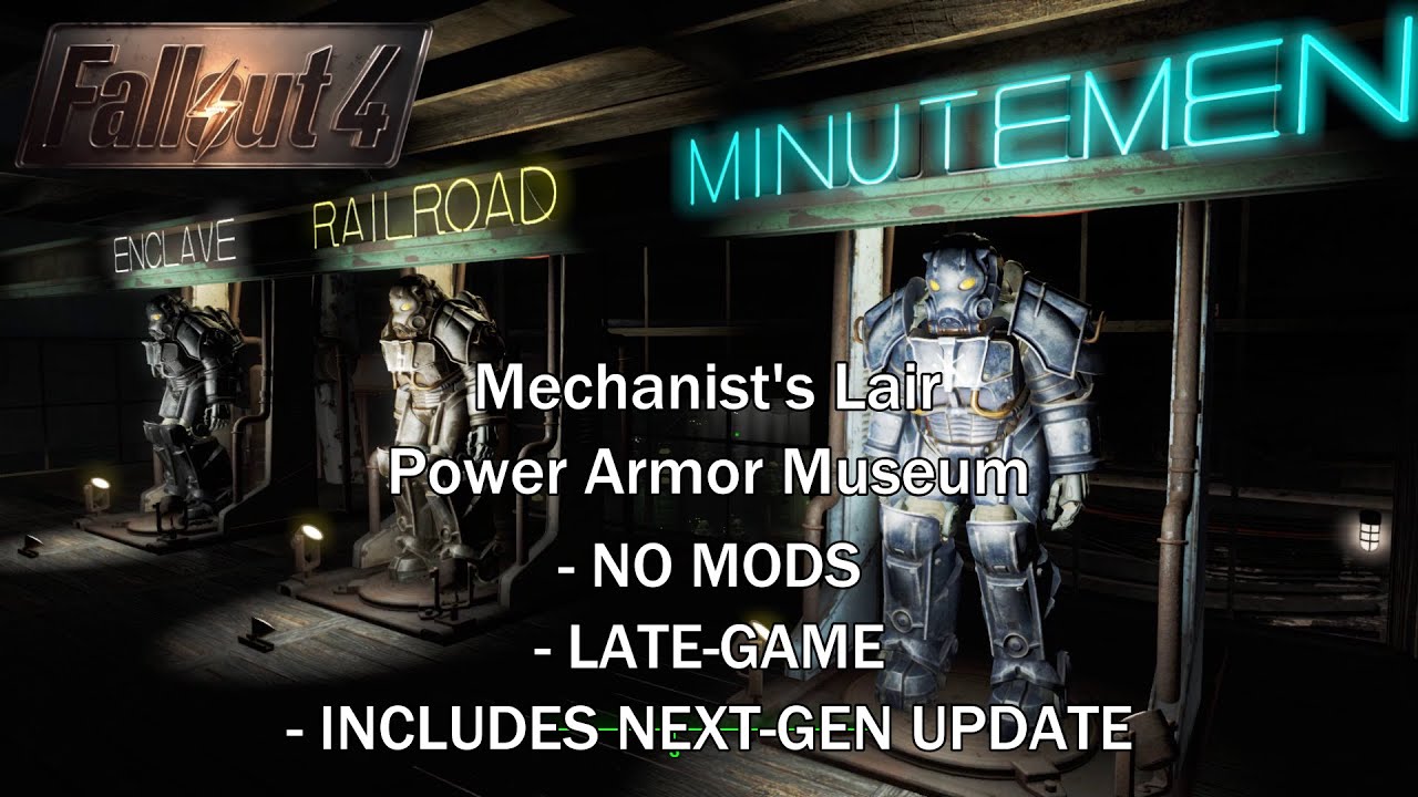 Fallout 4 (PC) - Mechanist's Lair Power Armor Museum Settlement Tour ...