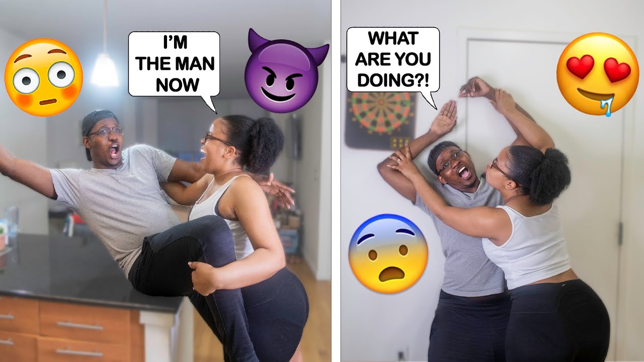 MANHANDLING My Husband To See How He Reacts! *HILARIOUS* - YouTube