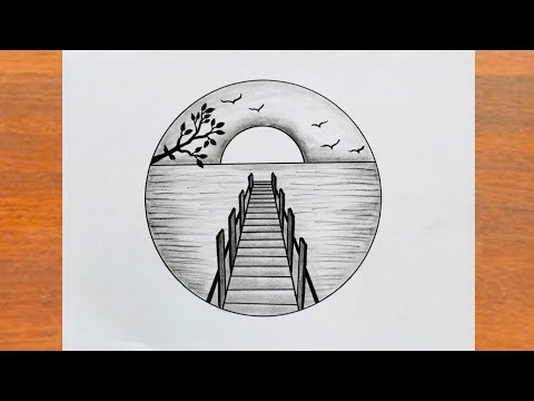 Circle Scenery Drawing / How to Draw a Beautiful Nature Scenery Easy ...