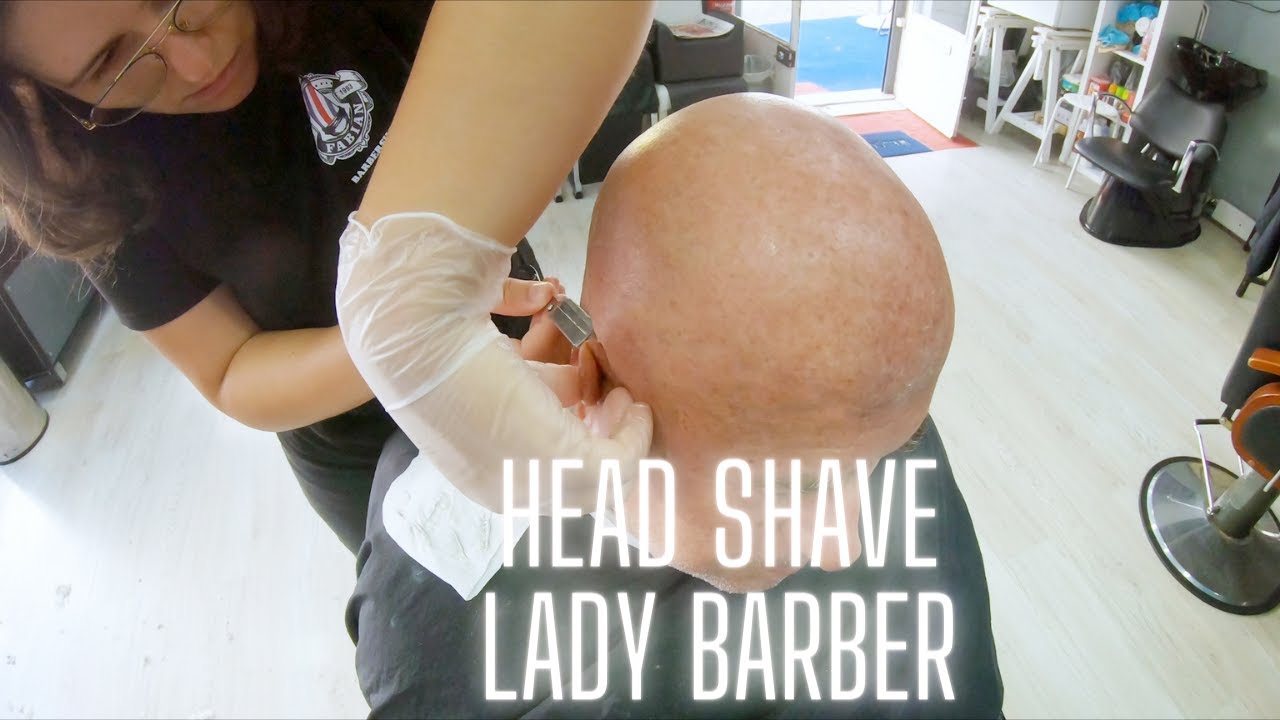 Smooth Head Shave by Lady Barber - YouTube