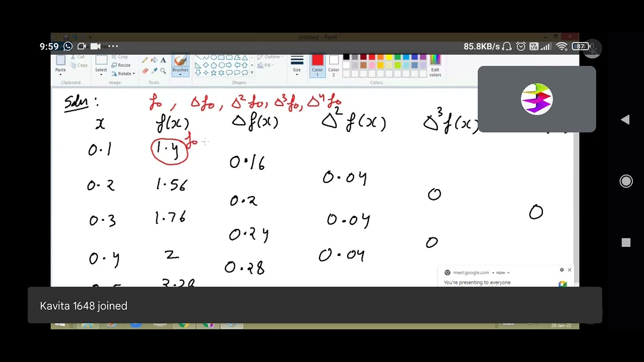 Gregory Newton forward difference interpolation - YouTube