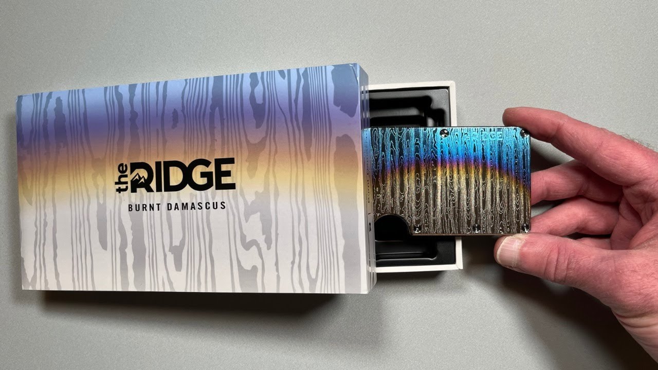 Burnt Damascus Ridge Wallet AMSR Unboxing and Overview - YouTube