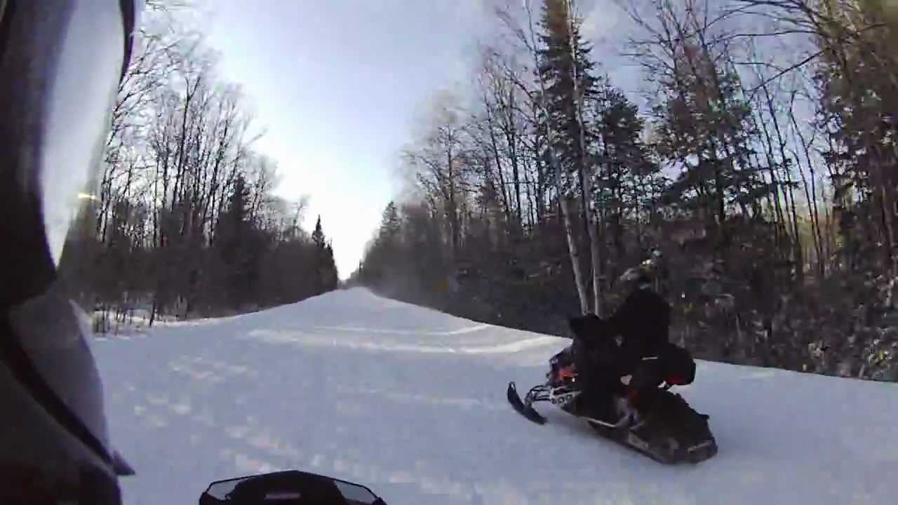Fast snowmobile trail ride northern wi, michigan u - YouTube