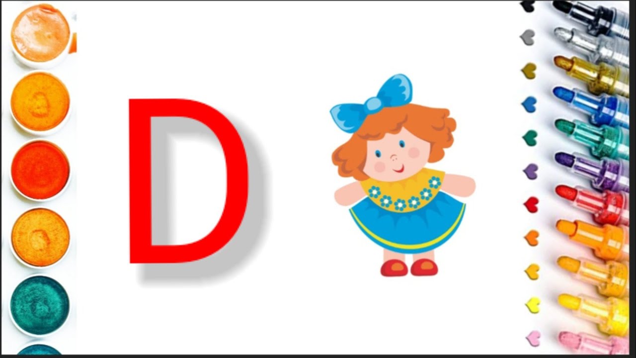 How to draw and colouring D for Dall/ draw and colouring for kids # ...