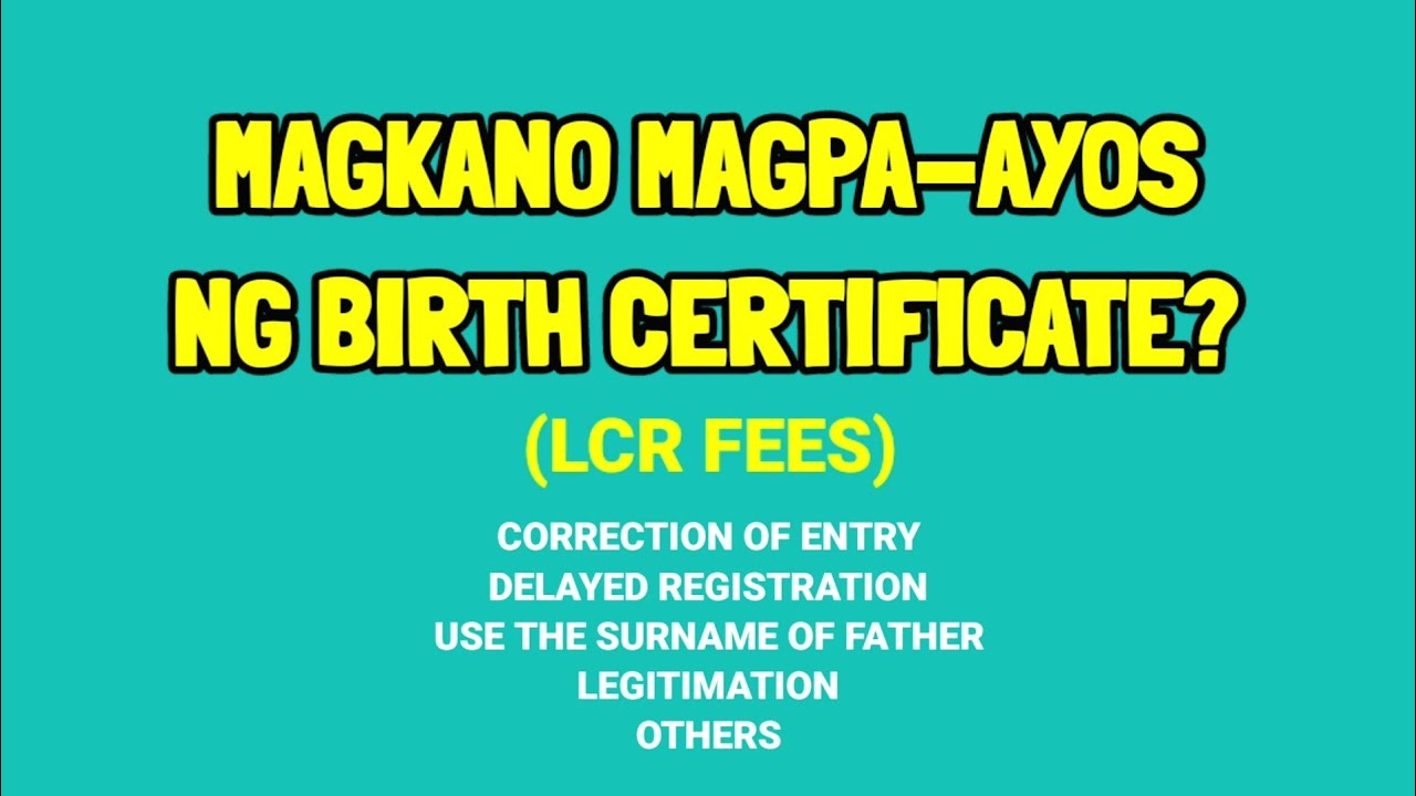 LOCAL CIVIL REGISTRAR (LCR) PROCESSING FEES 2023 - YouTube