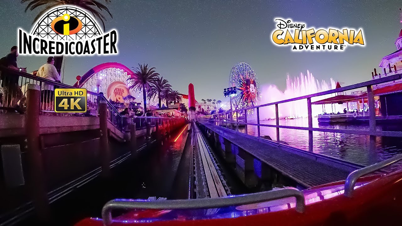 Incredicoaster at Night During World of Color Front Row Low Light 4K ...